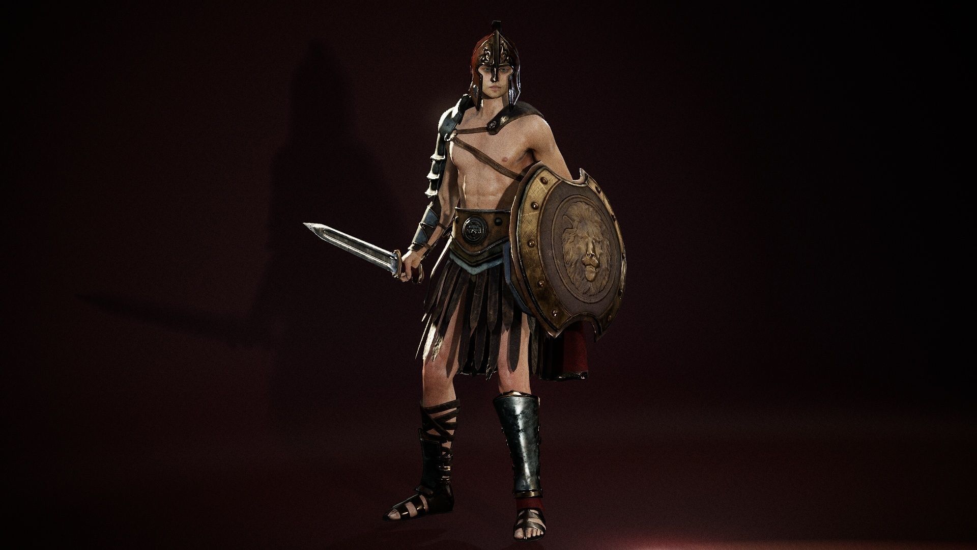3D model Gladiator Arena Fighter VR / AR / low-poly rigged animated ...