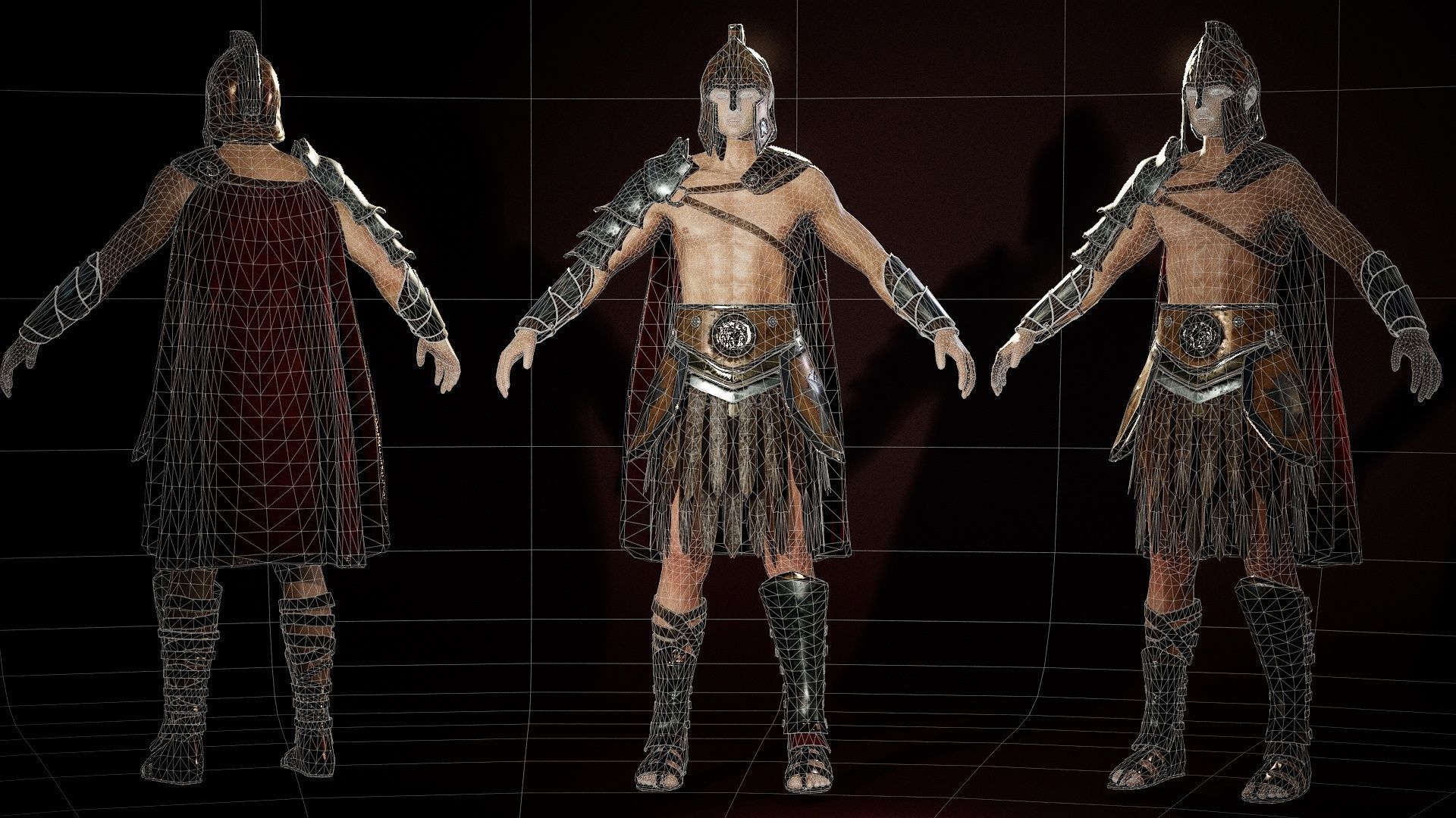 3D model Gladiator Arena Fighter VR / AR / low-poly rigged animated ...