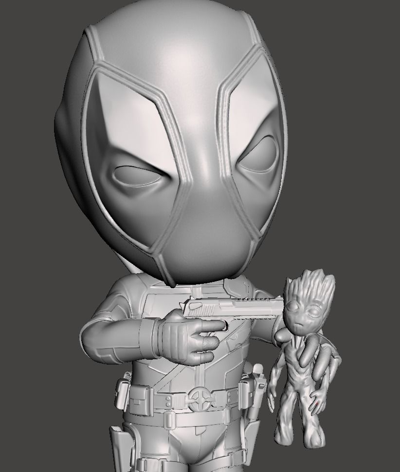 deadpool carrying baby groot 3d printing ready 3D model 3D printable ...