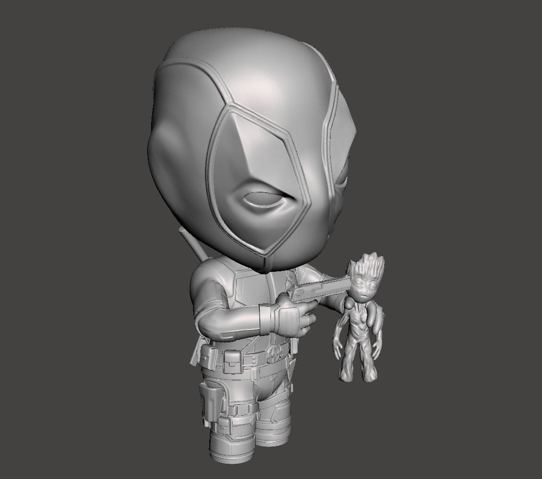 deadpool carrying baby groot 3d printing ready 3D model 3D printable ...
