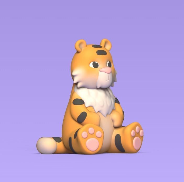 Big Tiger Sitting 3D model 3D printable | CGTrader