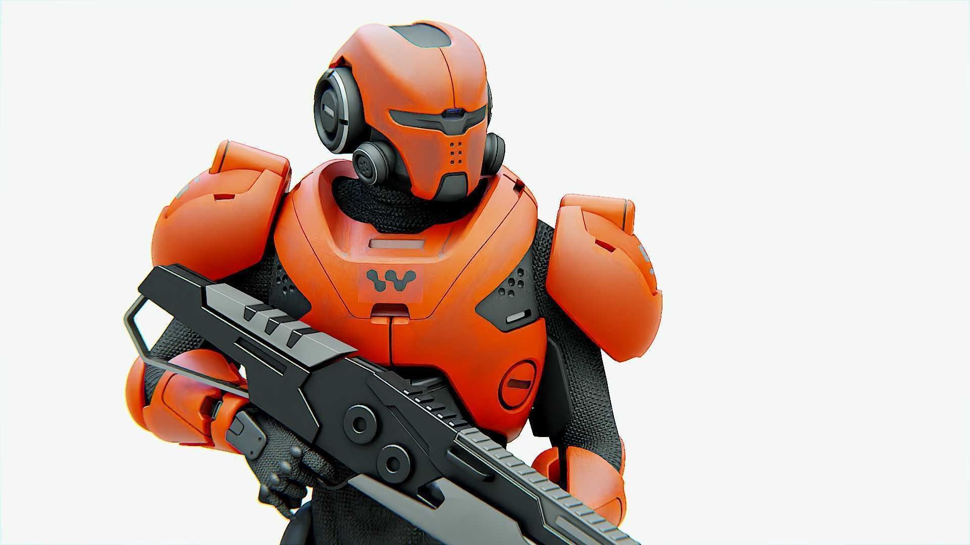 CYBER SOLDIER F-3000 RIGGED 3D model rigged | CGTrader