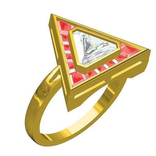 Antique Fancy Cut Triangle Shaped Wedding Ring 3D model 3D printable ...