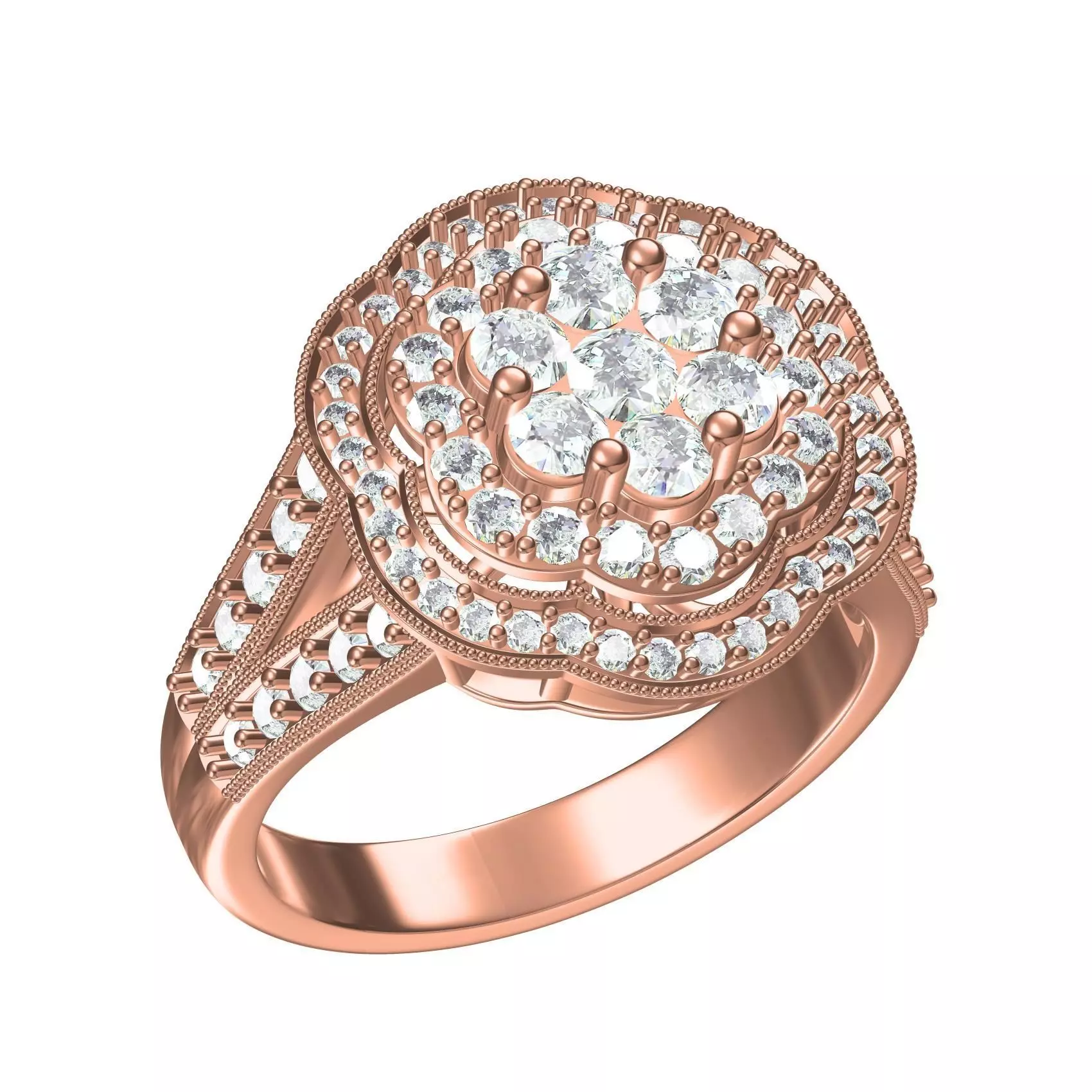Beautiful Diamond Flower Split Shank Wedding Ring 3D model 3D printable ...