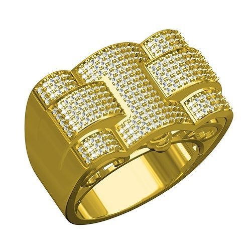 Antique Iced Diamond Hip Hop Ring for Men 3D model 3D printable | CGTrader
