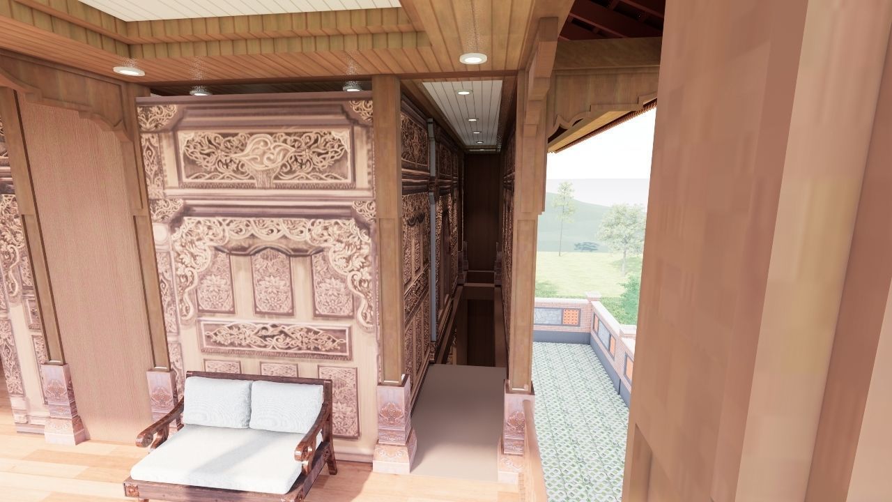 Luxury Wooden Traditional Carving Joglo House Design 2 Floor 3D model ...