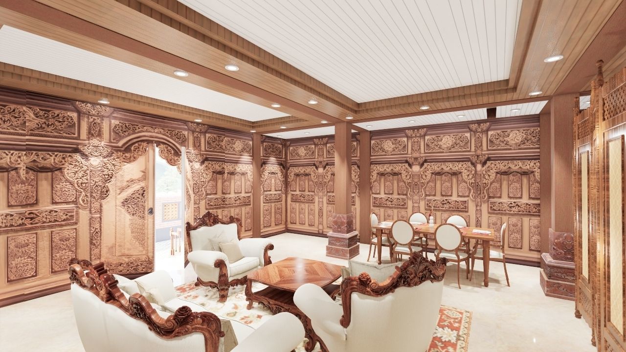 Luxury Wooden Traditional Carving Joglo House Design 2 Floor 3D model ...