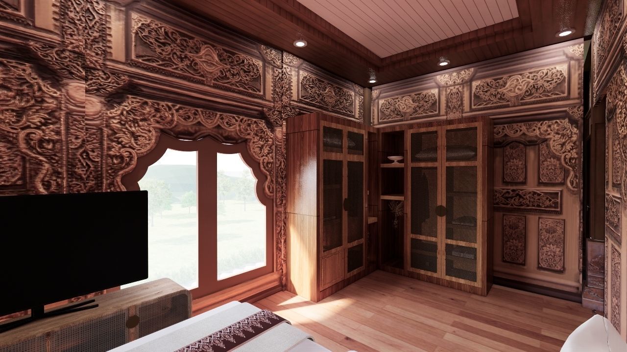 Luxury Wooden Traditional Carving Joglo House Design 2 Floor 3D model ...