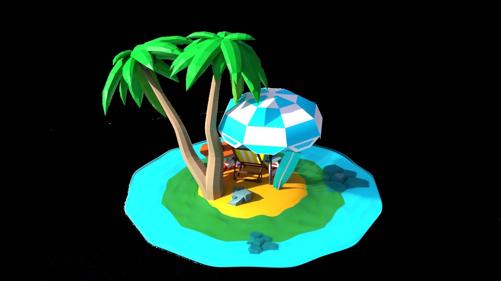 3D model Low poly Beach HT2 VR / AR / low-poly | CGTrader