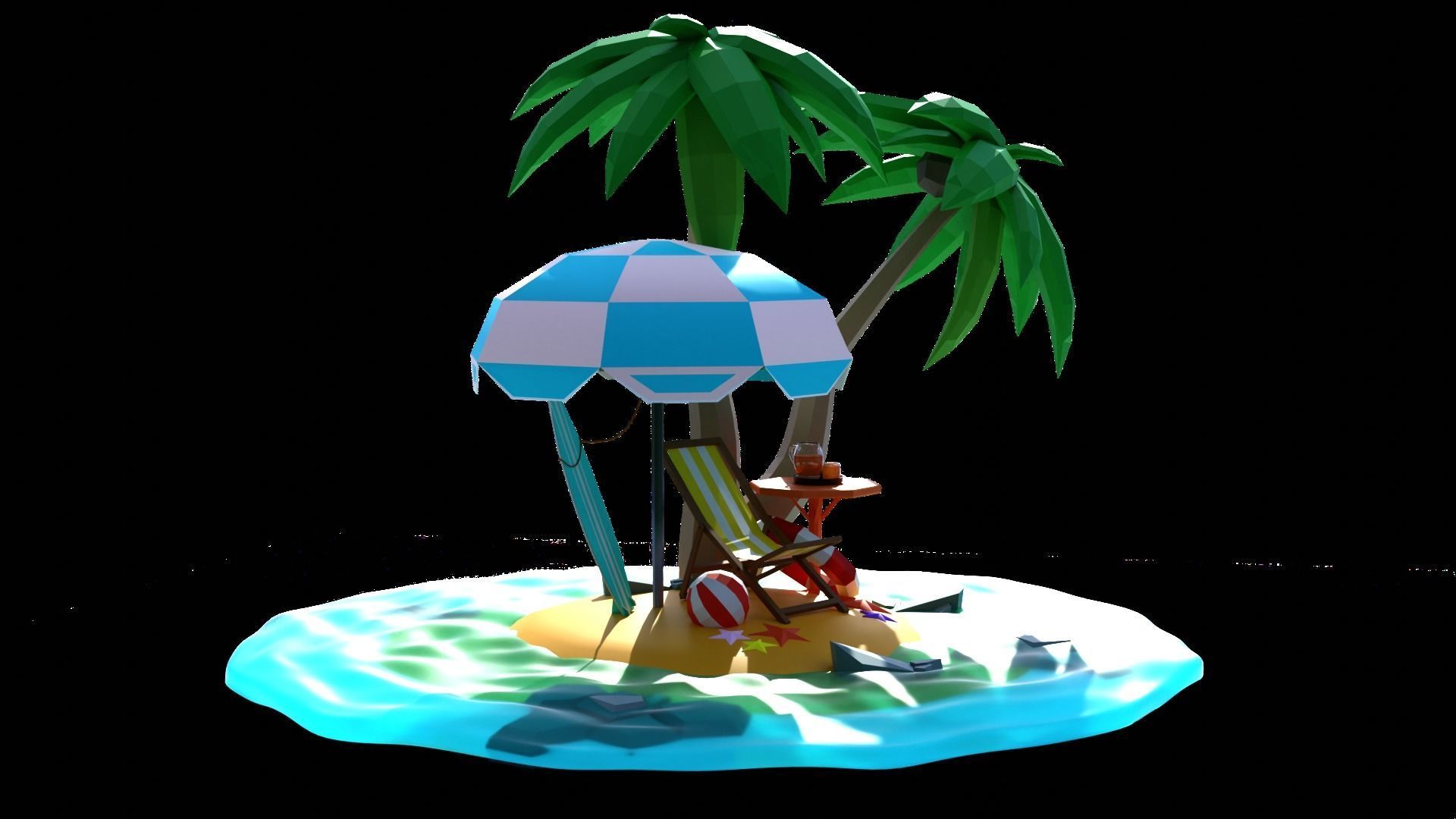 3D model Low poly Beach HT2 VR / AR / low-poly | CGTrader