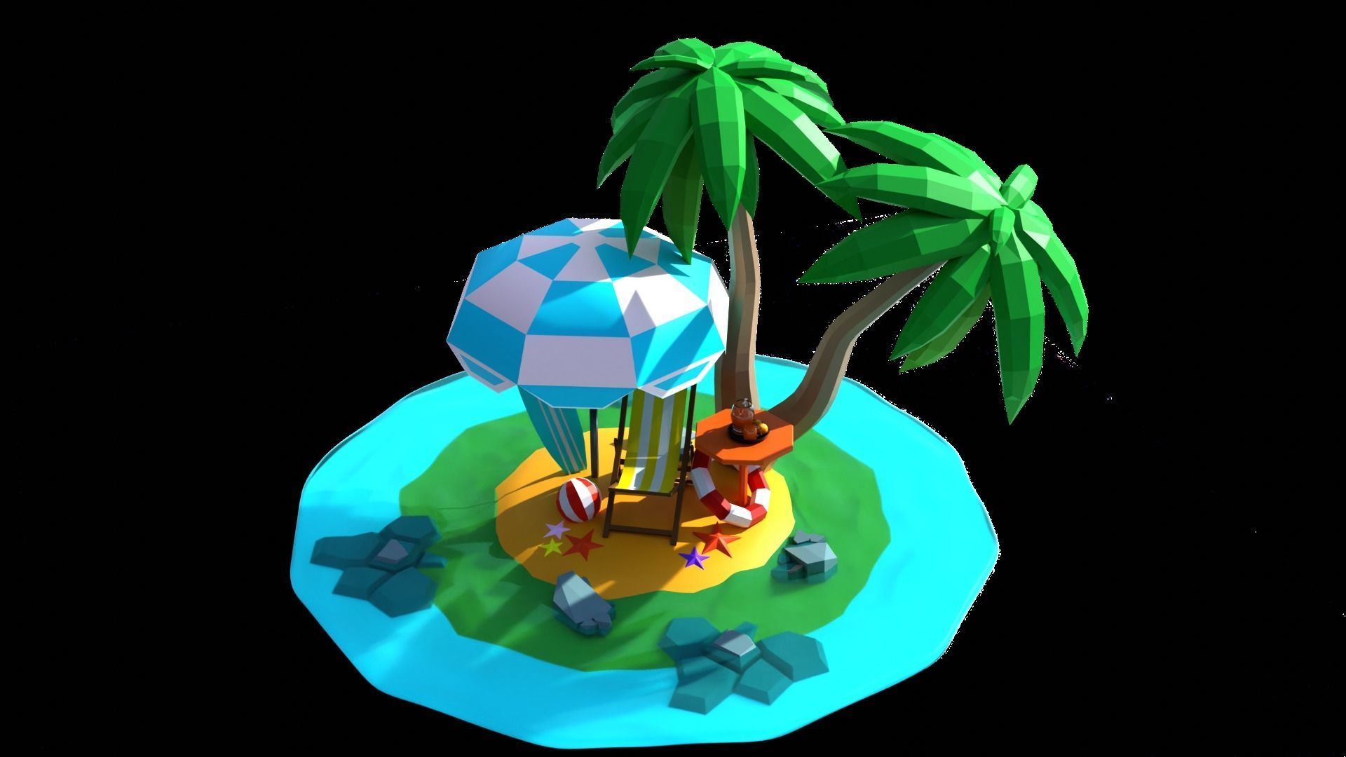 3D model Low poly Beach HT2 VR / AR / low-poly | CGTrader