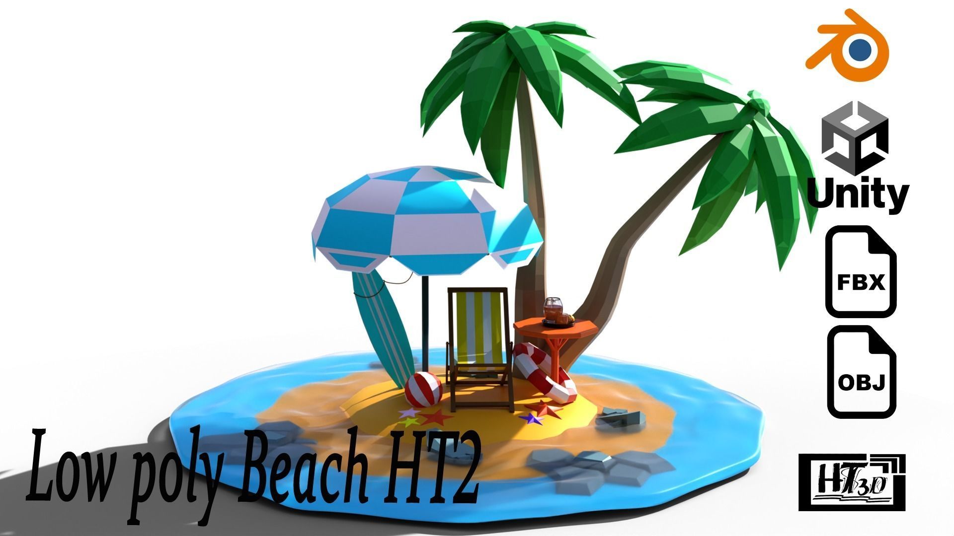 3D model Low poly Beach HT2 VR / AR / low-poly | CGTrader