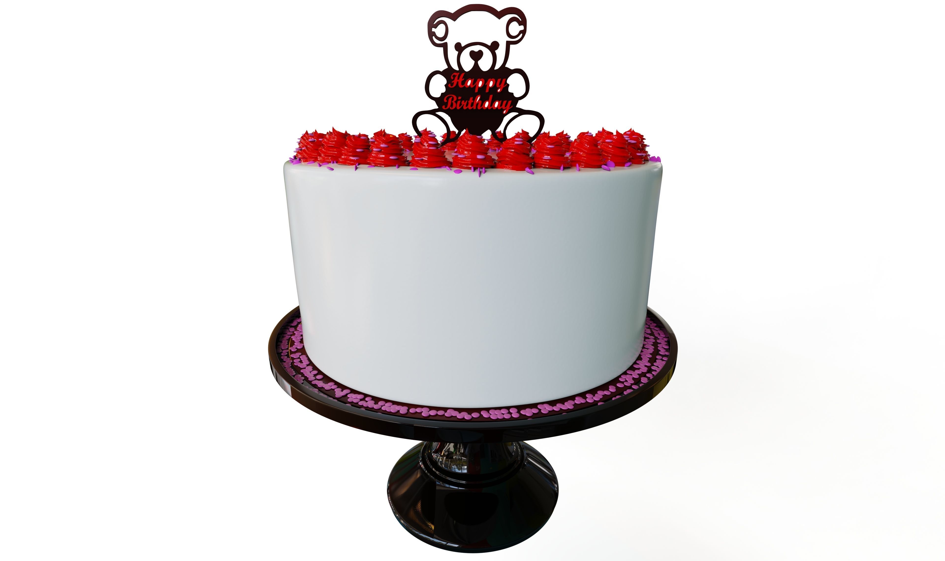 Teddy Happy Birthday cake topper 3D model 3D printable | CGTrader