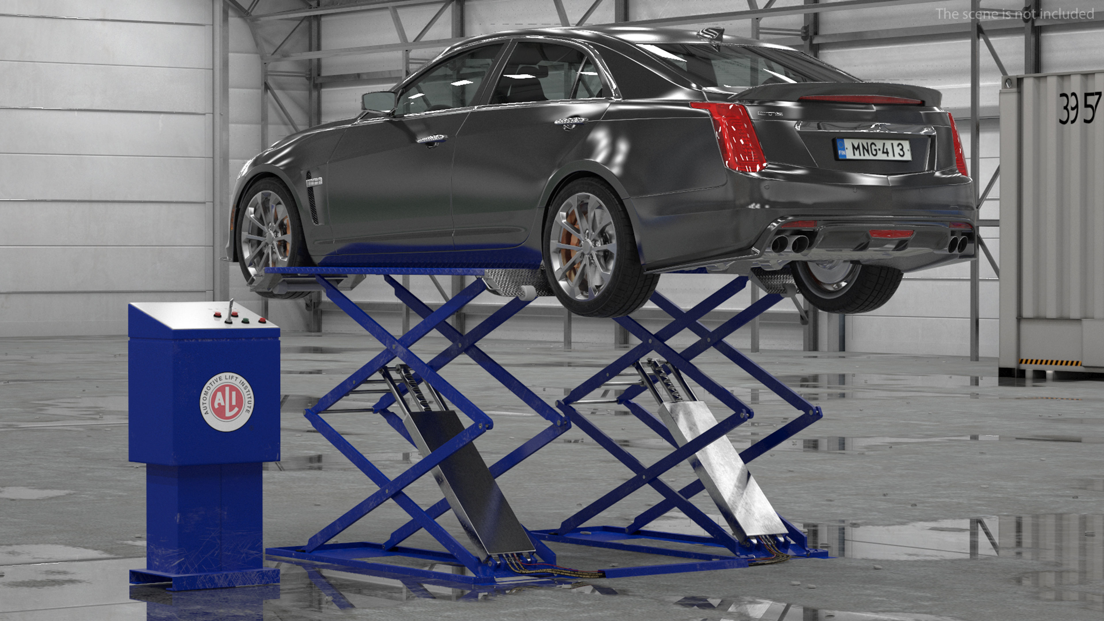 Automotive Scissor Lift and Sedan Rigged 3D model rigged | CGTrader