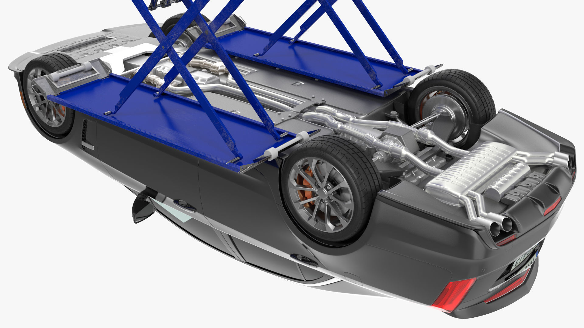 Automotive Scissor Lift and Sedan Rigged 3D model rigged | CGTrader