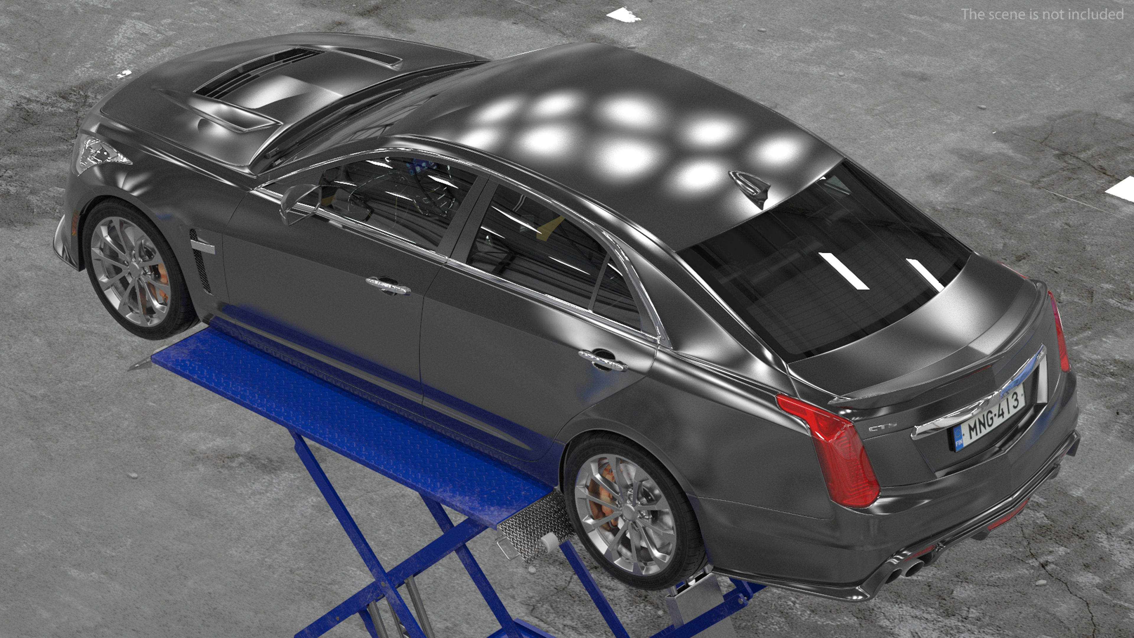 Automotive Scissor Lift and Sedan Rigged 3D model rigged | CGTrader