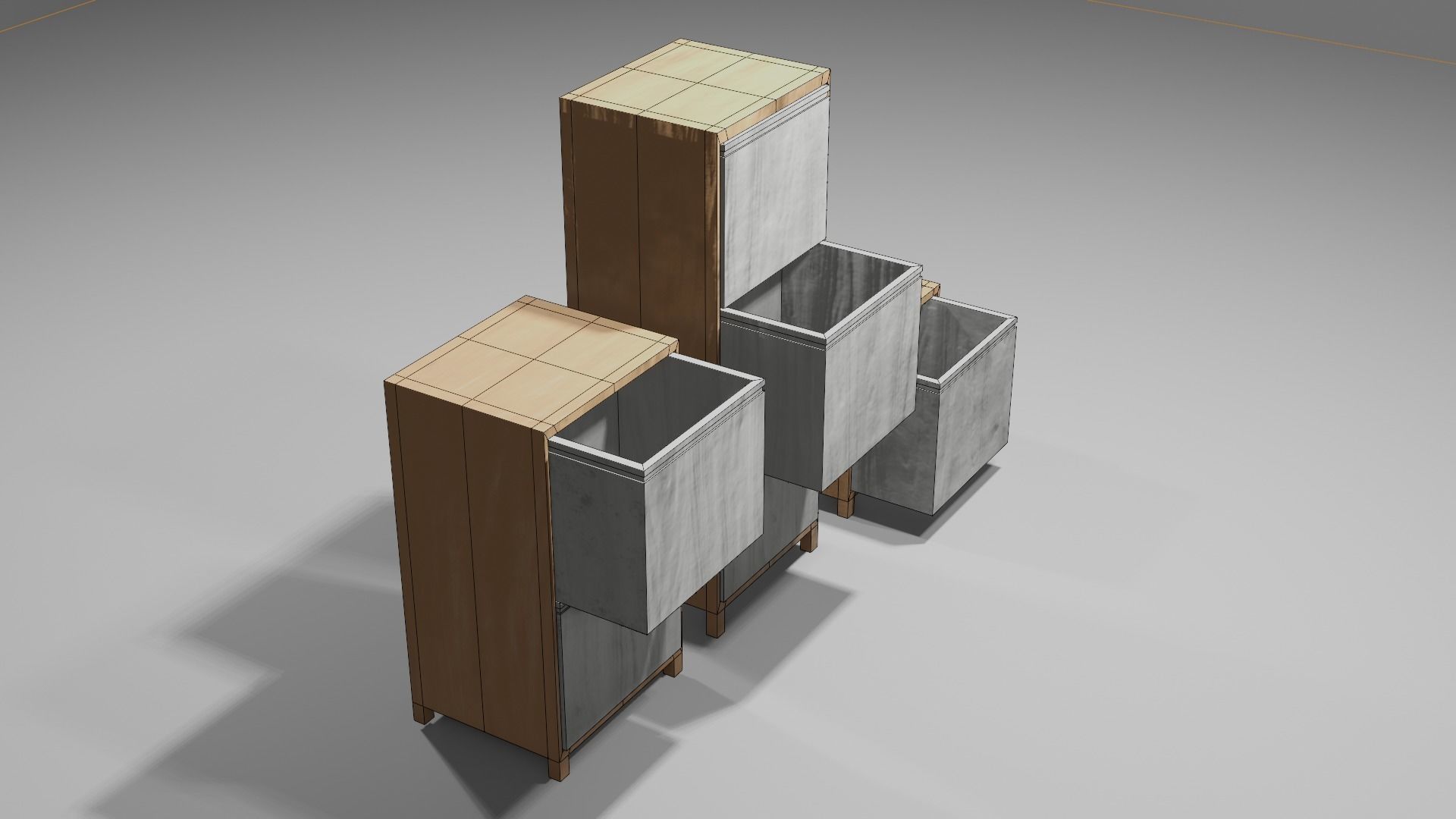 3D model Modern wood drawers VR / AR / low-poly | CGTrader