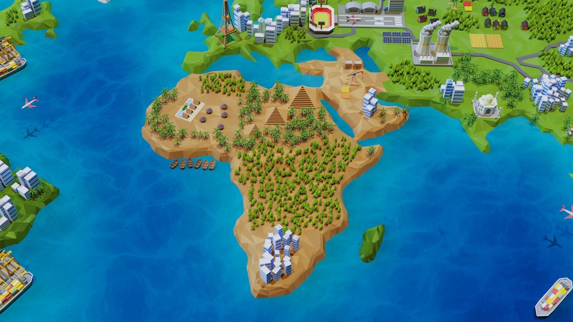 3D model Earth Map Low Poly 3d Model VR / AR / low-poly | CGTrader