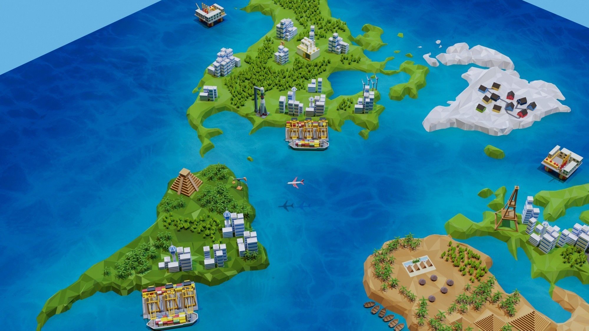 3D model Earth Map Low Poly 3d Model VR / AR / low-poly | CGTrader