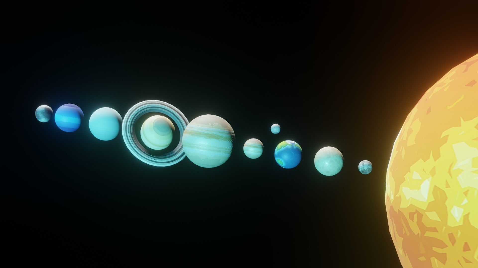 3D model Stylized Solar System 3D Model 4k Textures VR / AR / low-poly ...