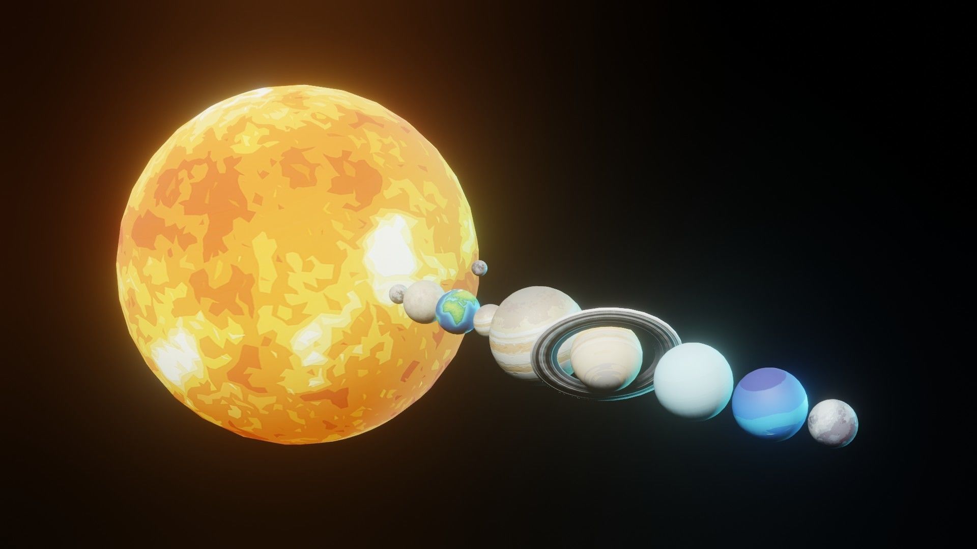 3D model Stylized Solar System 3D Model 4k Textures VR / AR / low-poly ...