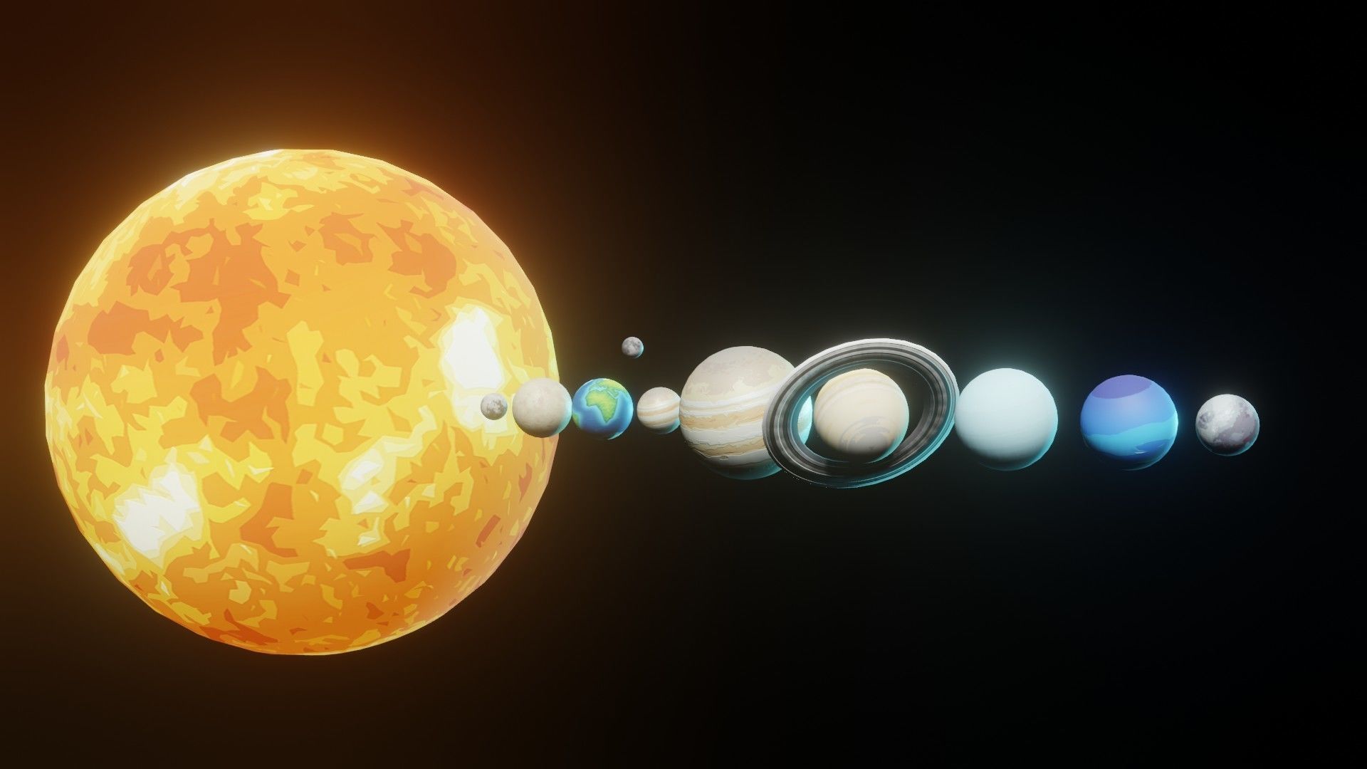 3D model Stylized Solar System 3D Model 4k Textures VR / AR / low-poly ...