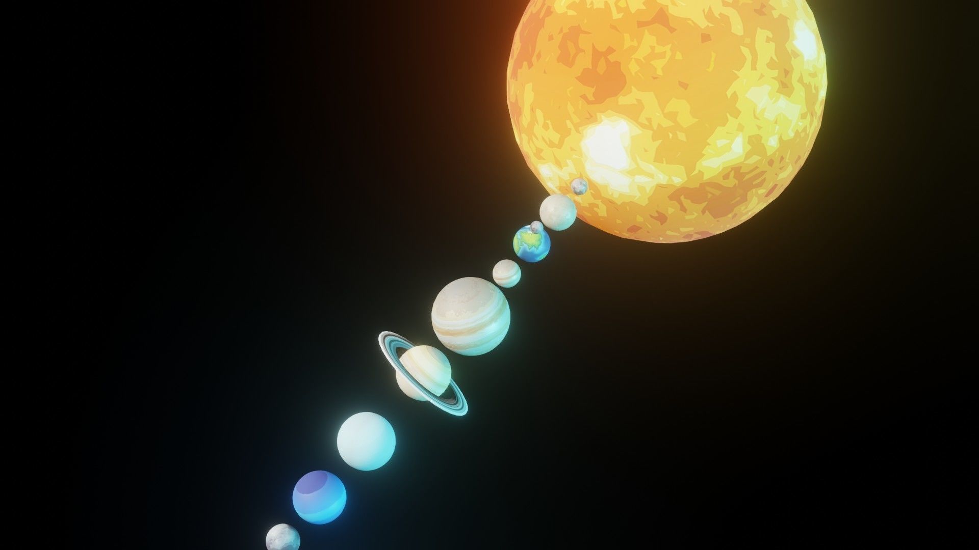 3D model Stylized Solar System 3D Model 4k Textures VR / AR / low-poly ...