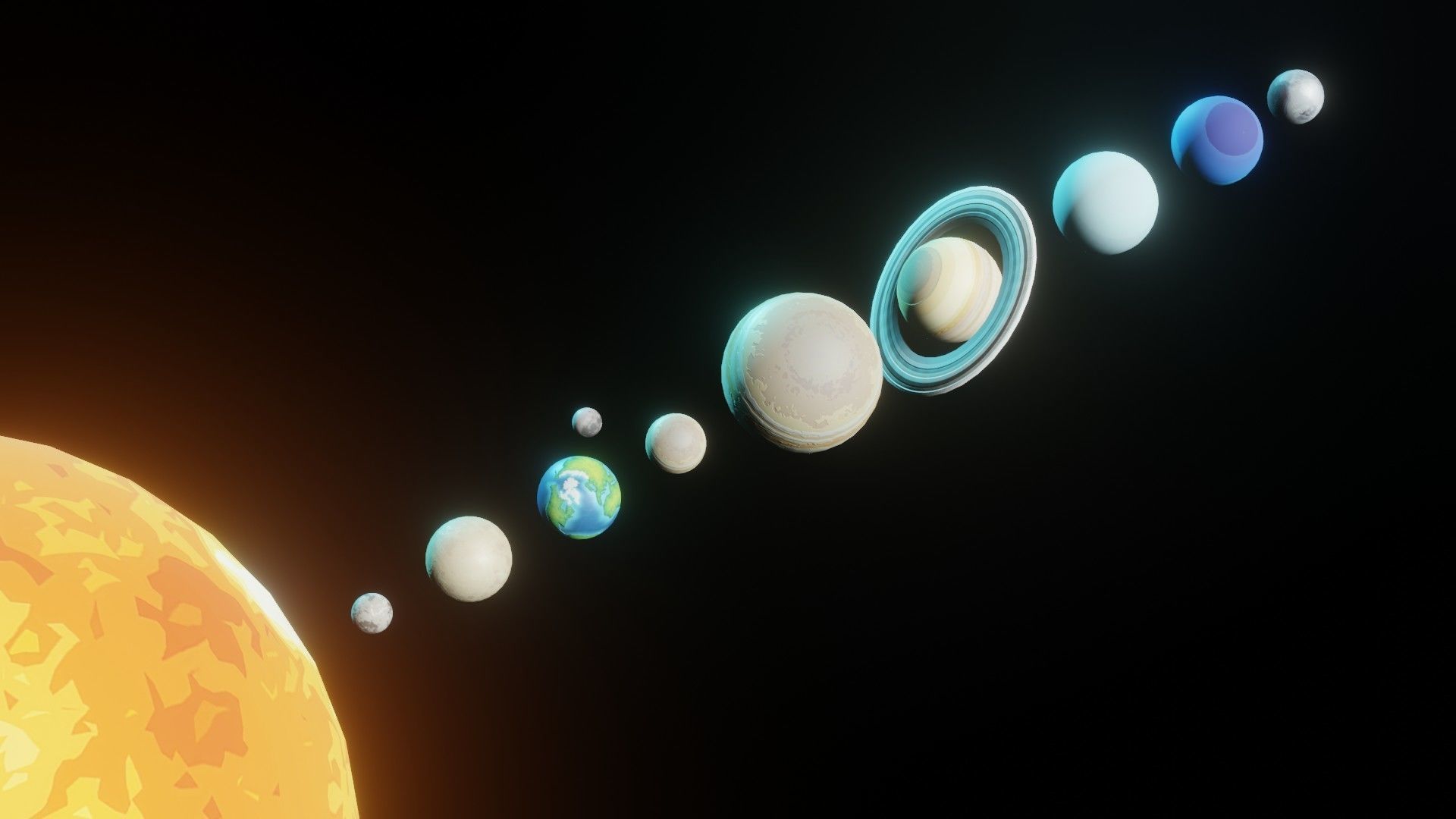 3D model Stylized Solar System 3D Model 4k Textures VR / AR / low-poly ...