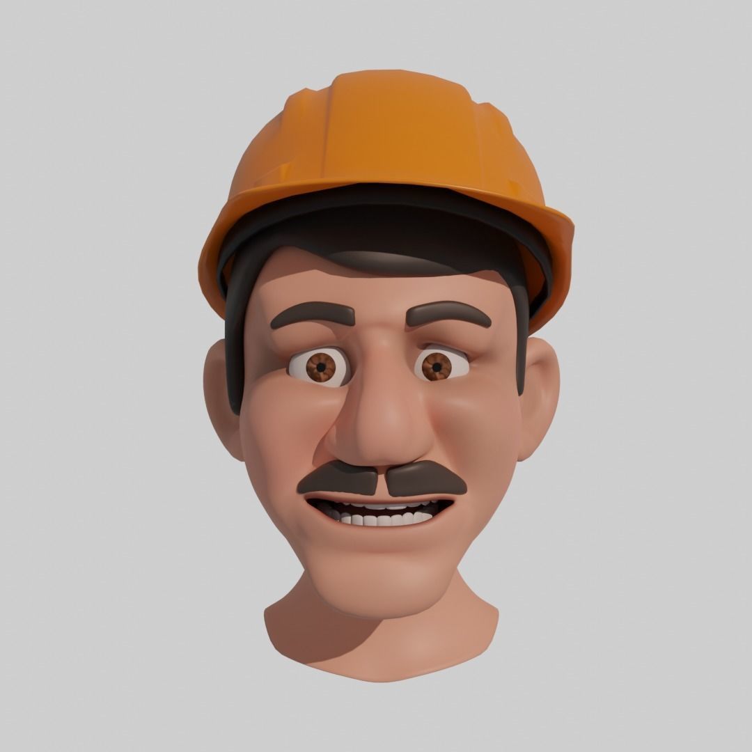 Construction Worker Mans Head 3D model rigged | CGTrader