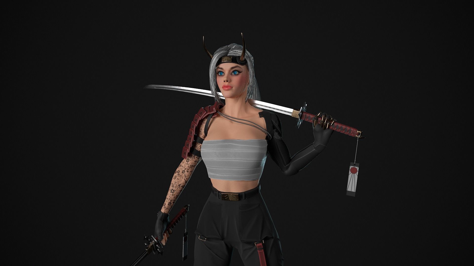 3D model Cyberpunk Girl- Game Ready Low-poly 3D model VR / AR / low ...