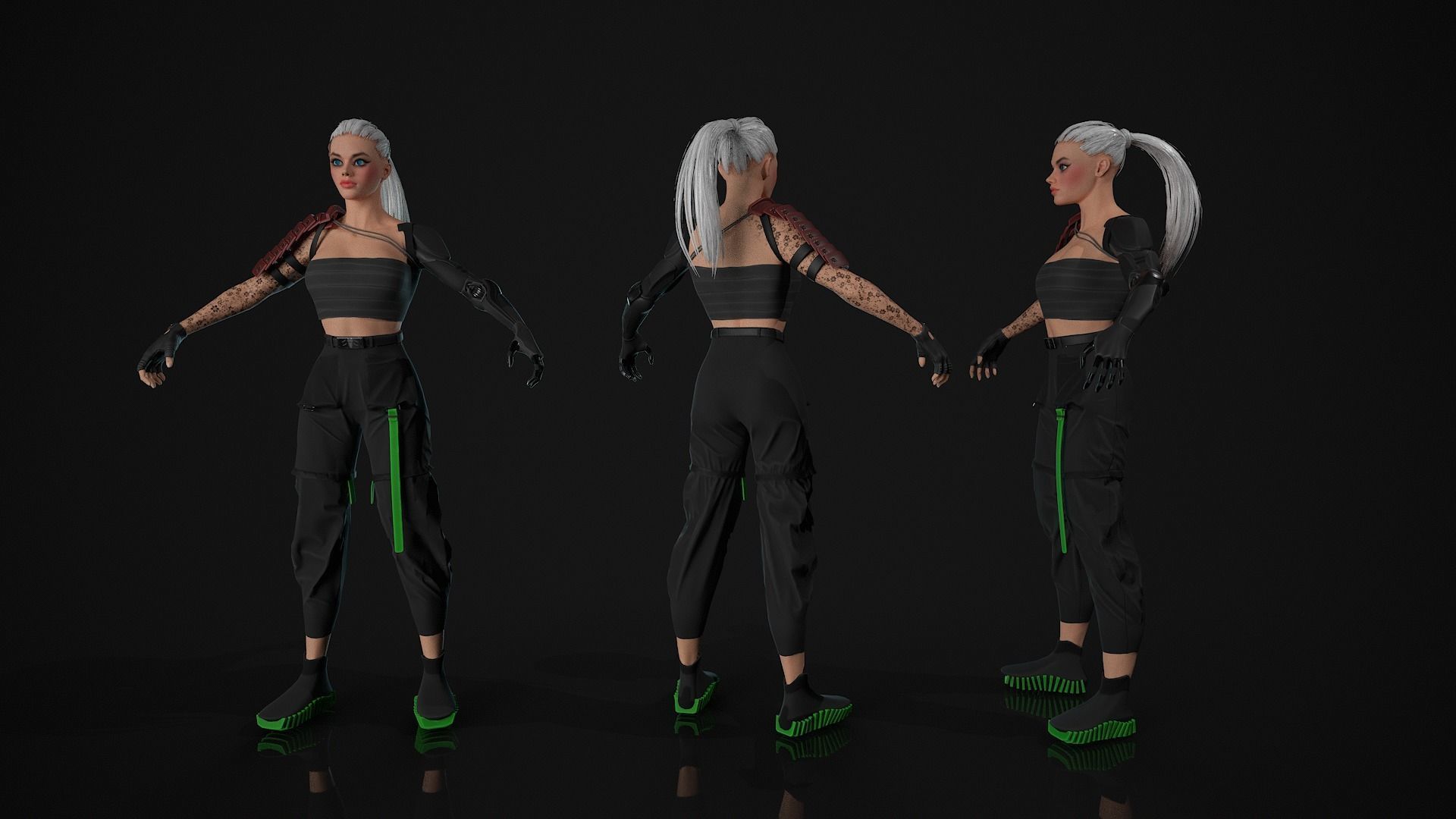 3D model Cyberpunk Girl- Game Ready Low-poly 3D model VR / AR / low ...