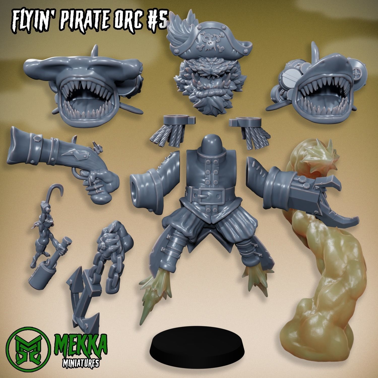 Flying Orc Pirates Set 3D model 3D printable | CGTrader