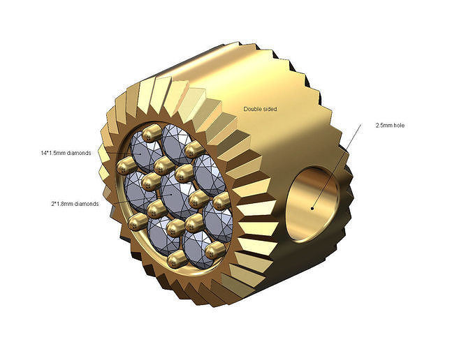 Fluted bezel diamond cluster bead and charm 3D model 3D printable ...
