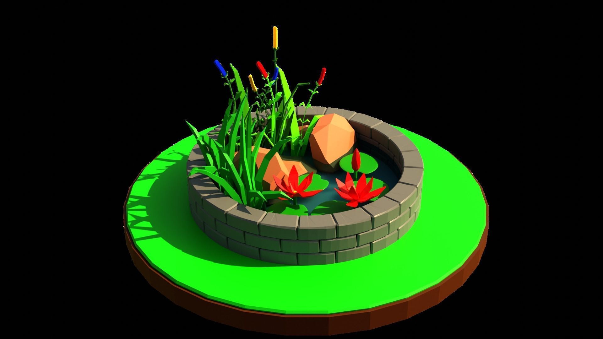 3D model Low poly pond VR / AR / low-poly | CGTrader