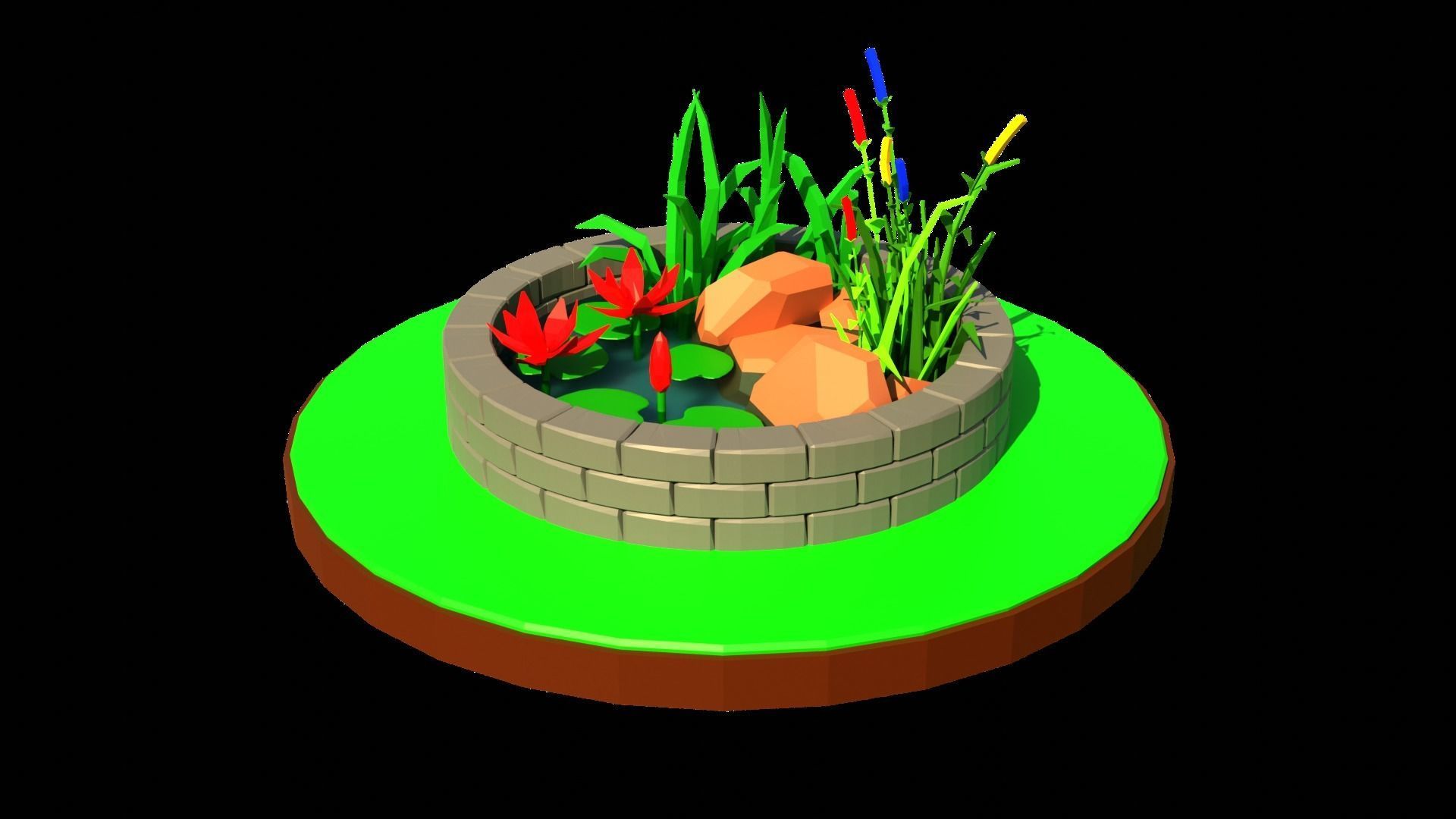 3D model Low poly pond VR / AR / low-poly | CGTrader