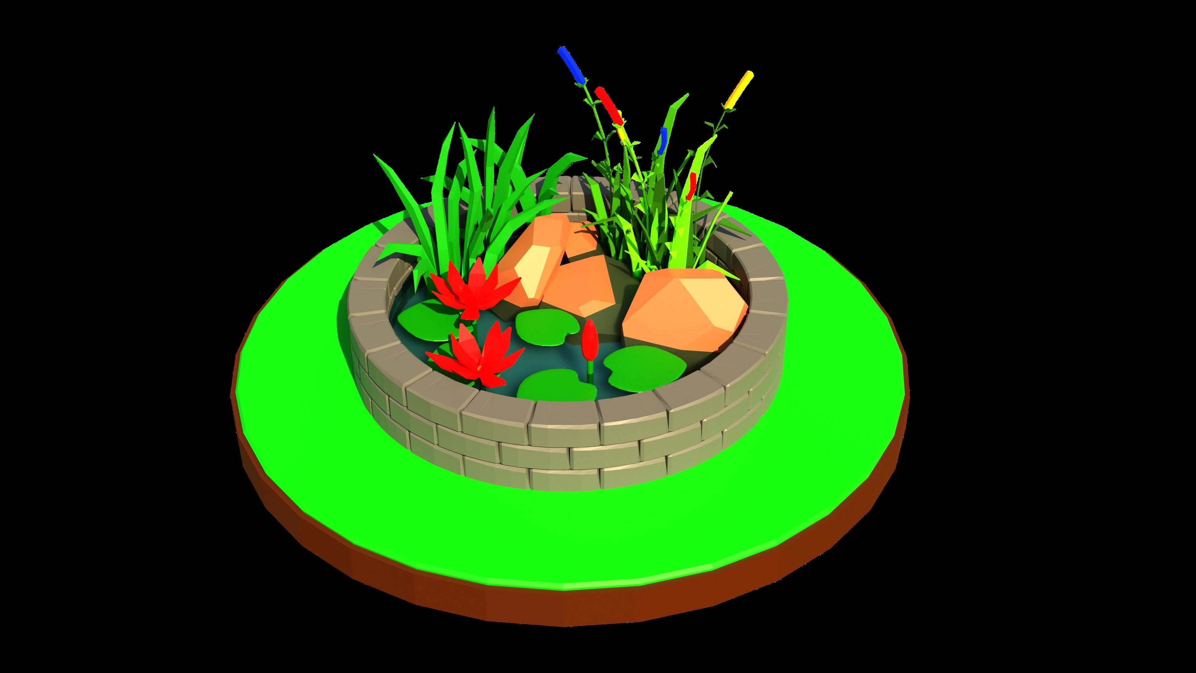 3D model Low poly pond VR / AR / low-poly | CGTrader