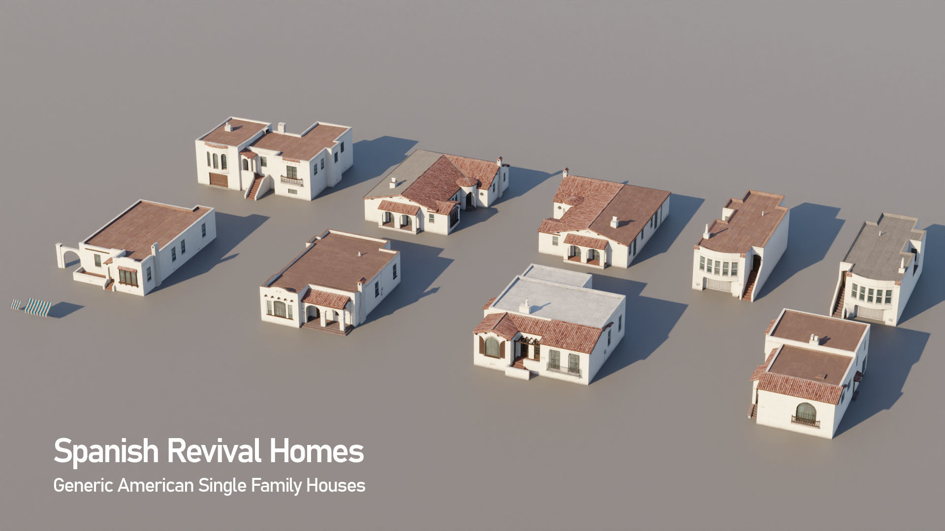 3D model Spanish Revival - US West Coast California Buildings VR / AR ...