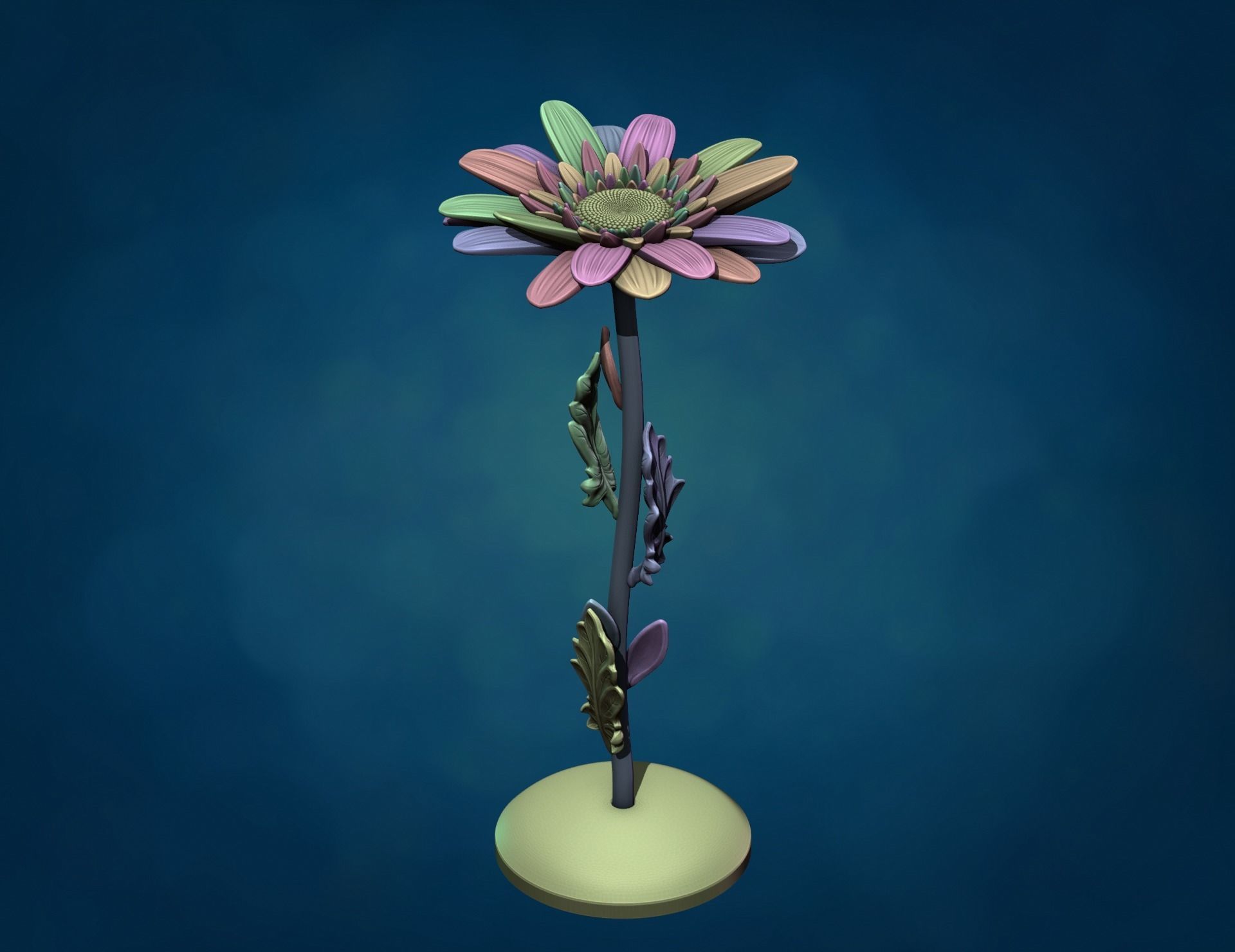 Daisy Gerbera sculpture 3D model 3D printable | CGTrader