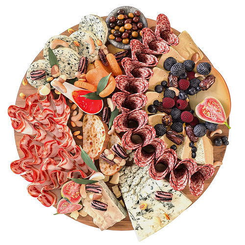 Meat platter with pieces of cheese 3D model | CGTrader