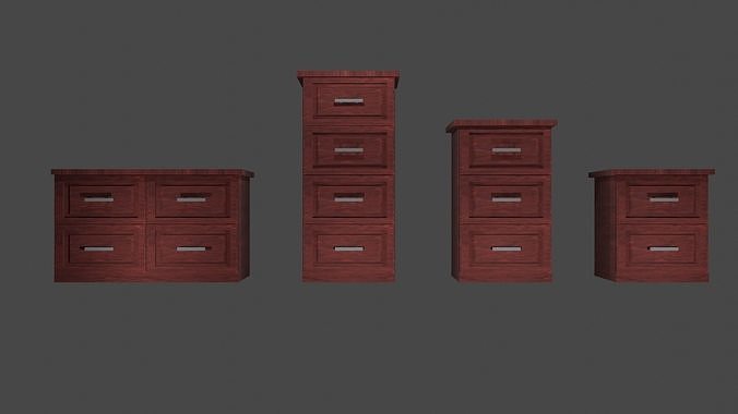 3D model Wooden Drawers VR / AR / low-poly | CGTrader