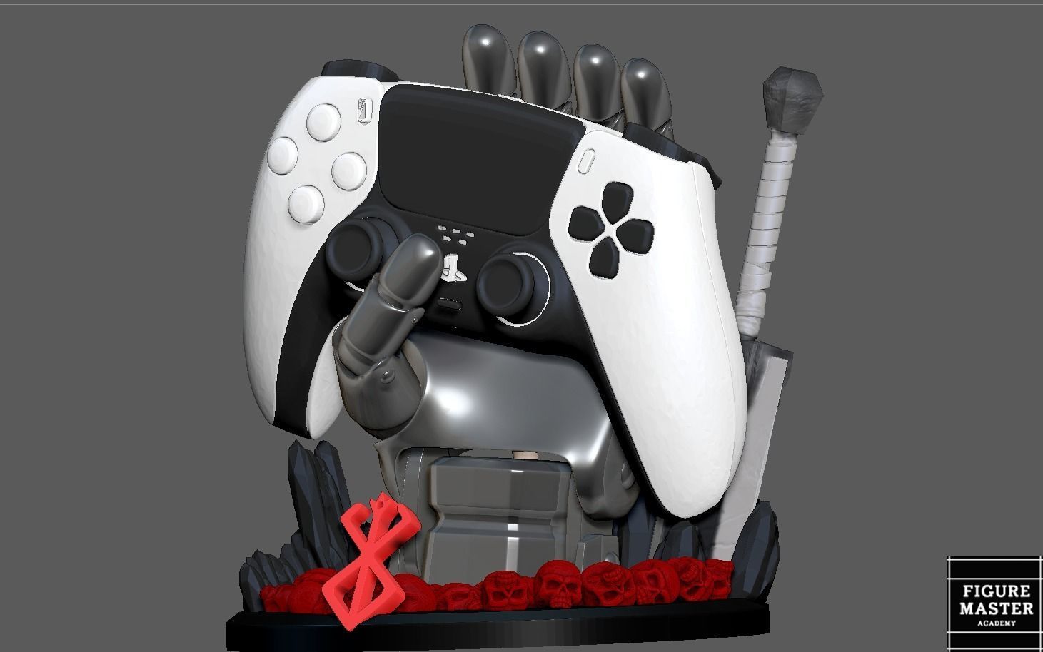 GUTS HAND WITH PUCK BERSERK PS4 PS5 CONTROLLER HOLDER FANTASY 3D model ...