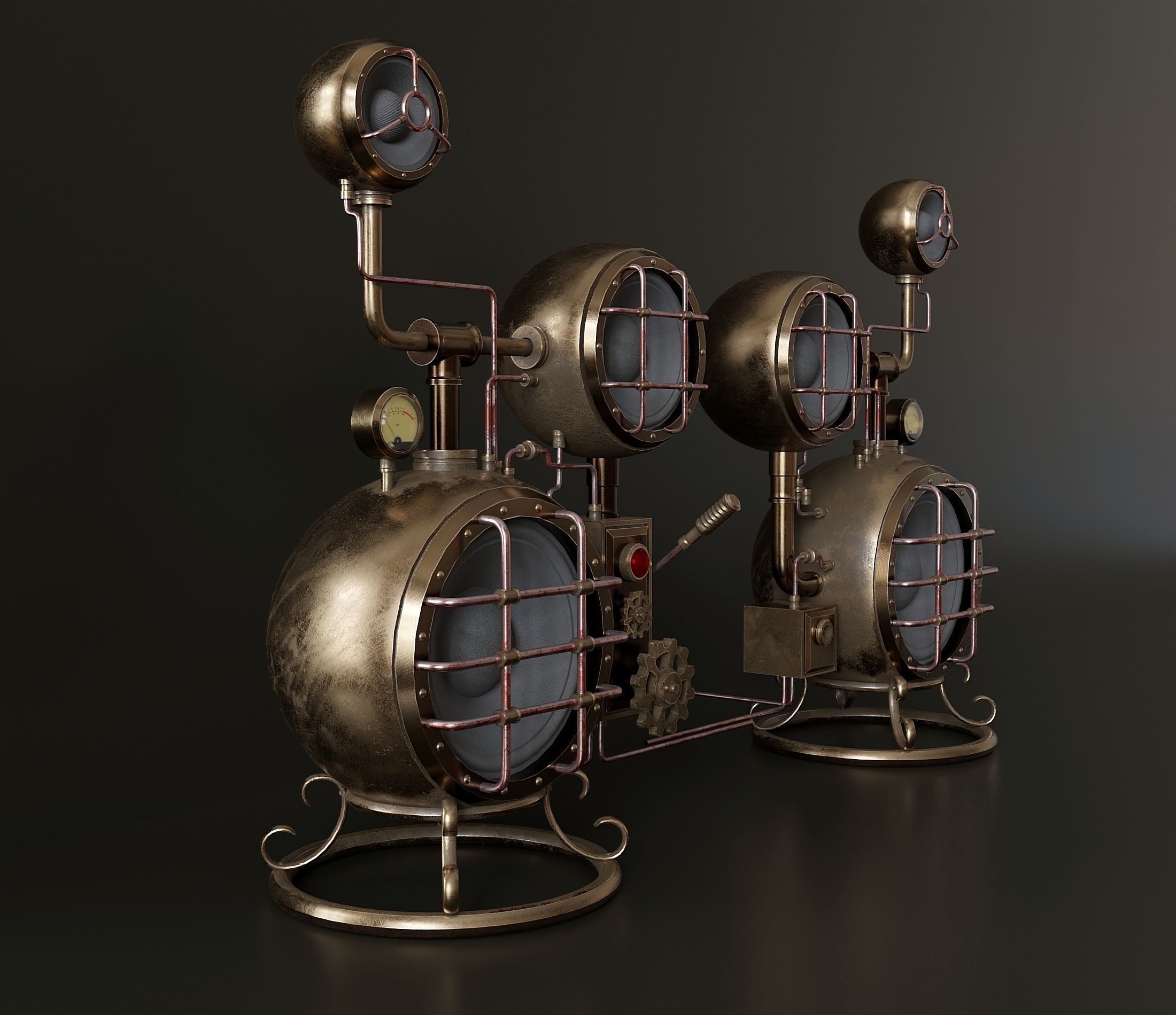 Steampunk computer speakers 9 3D model | CGTrader