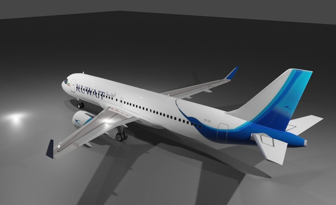 3D model Kuwait airways Airbus a320neo 3d model VR / AR / low-poly ...