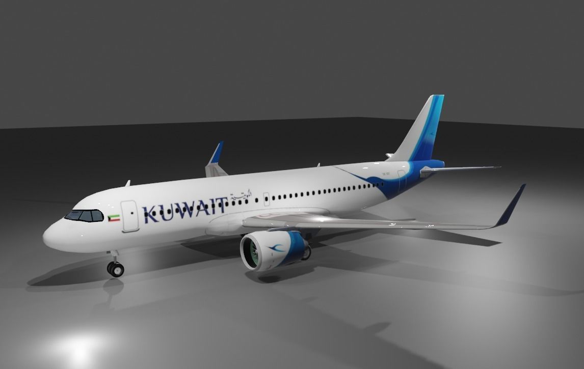 3D model Kuwait airways Airbus a320neo 3d model VR / AR / low-poly ...