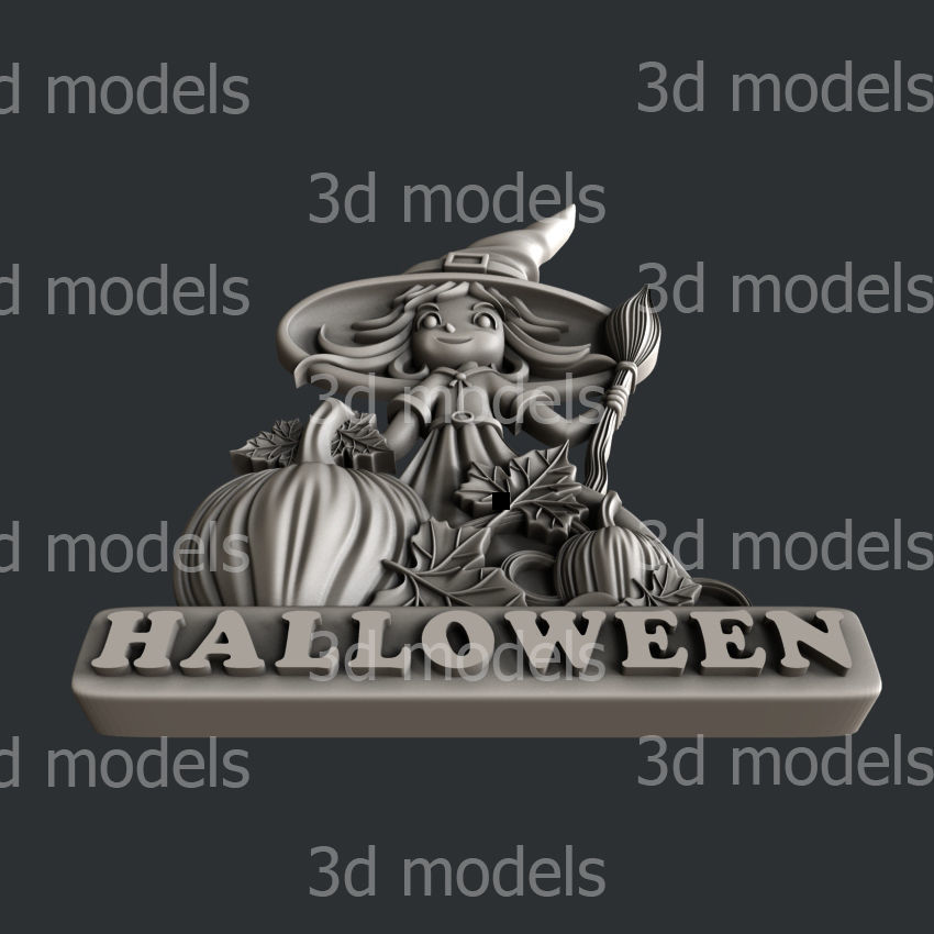 3d STL models for CNC or 3d printer witch halloween P466 3D model ...