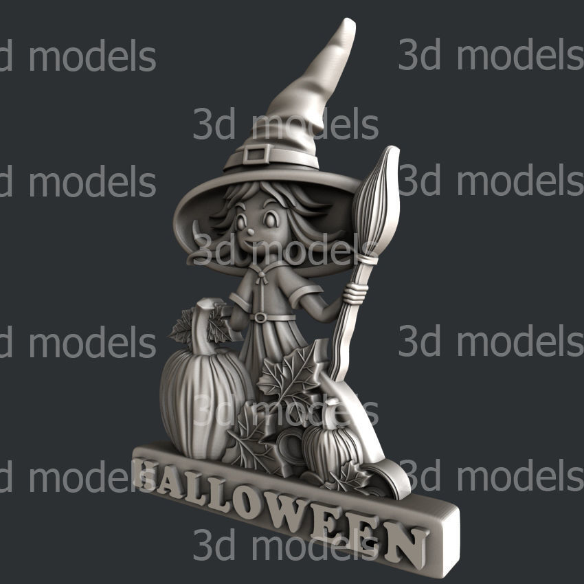3d STL models for CNC or 3d printer witch halloween P466 3D model ...