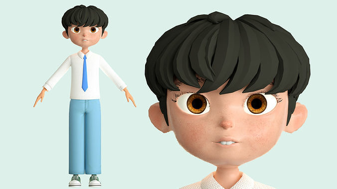 cartoon boy kid teenager youth student c4d 3D model | CGTrader