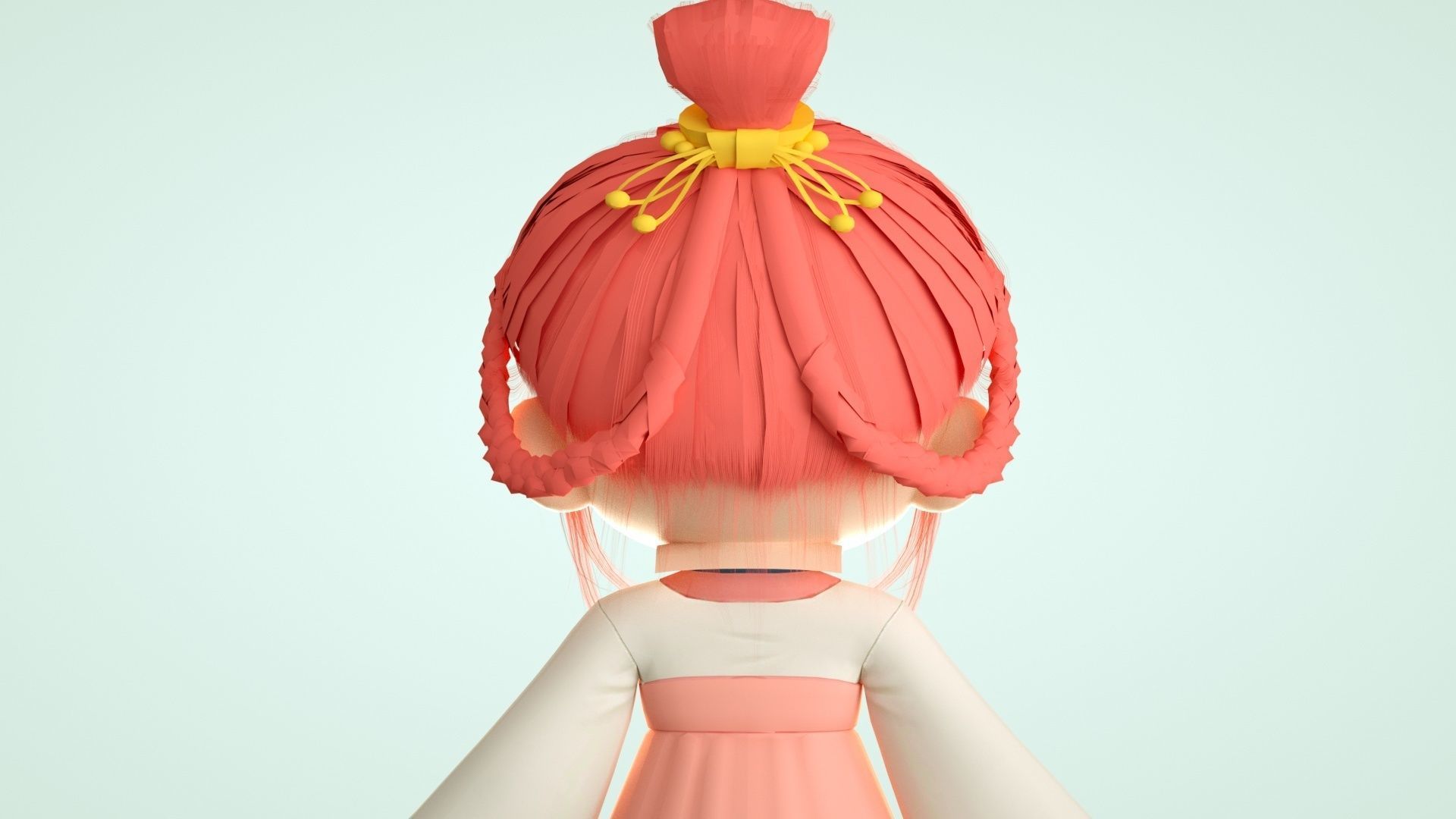 Cartoon Hanfu girl child student young lady ancient costume ... 3D ...