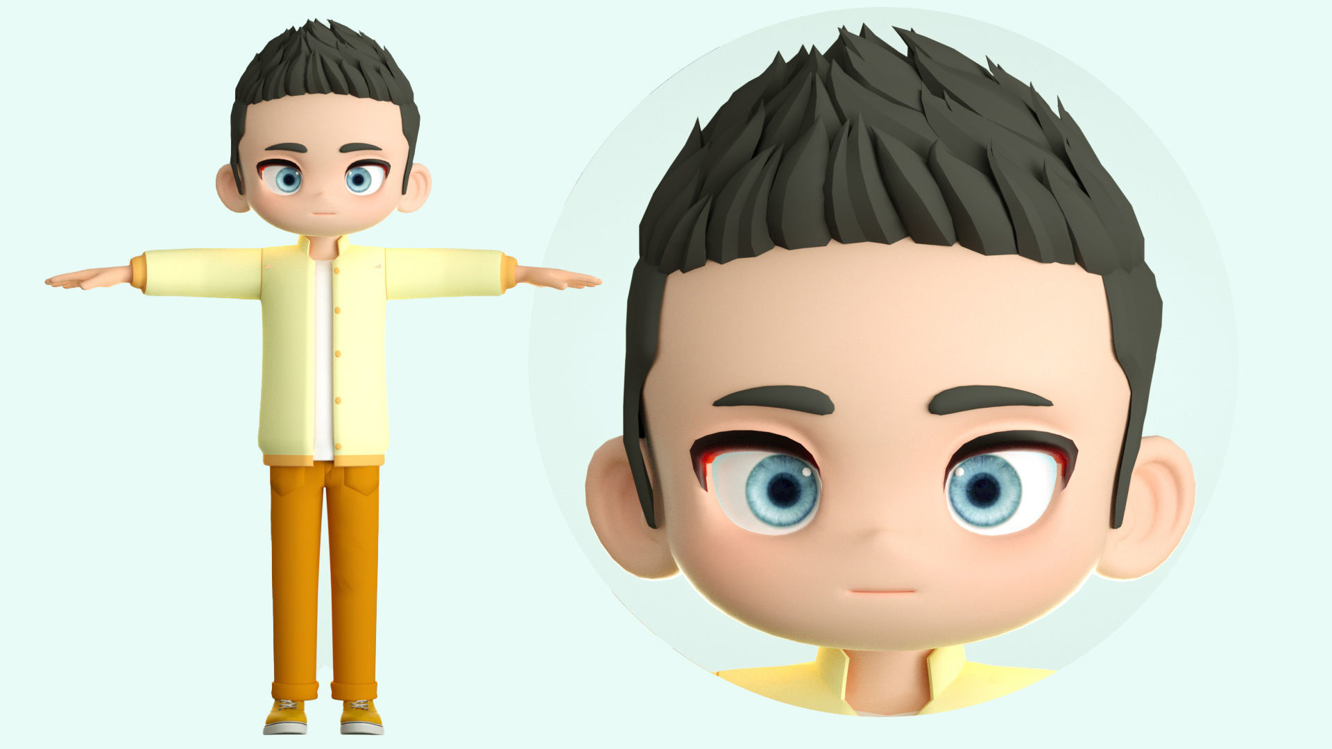 cartoon boy man teenager youth kid student bad apprentice ip c4d 3D ...