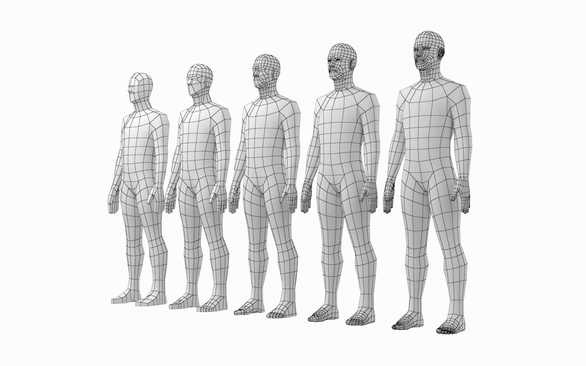 Natural Male in Rest Pose in 5 Topologies 3D model | CGTrader